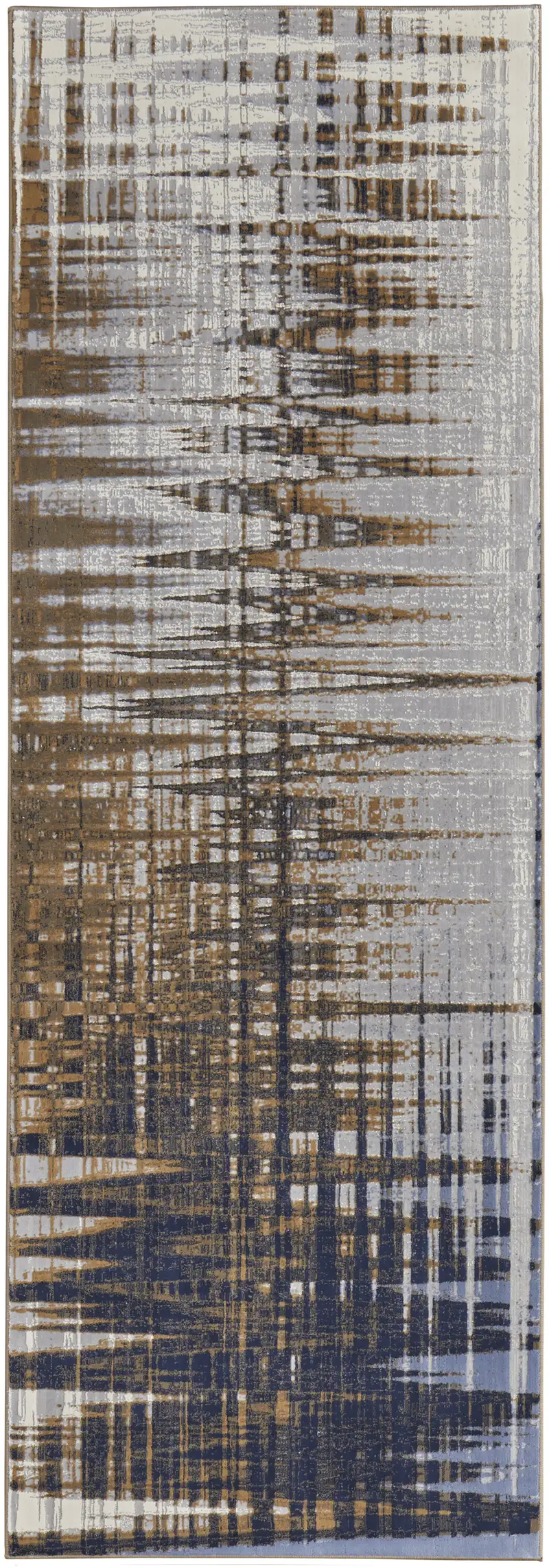 8' Blue Orange And Gray Abstract Power Loom Runner Rug - 8' Runner ...