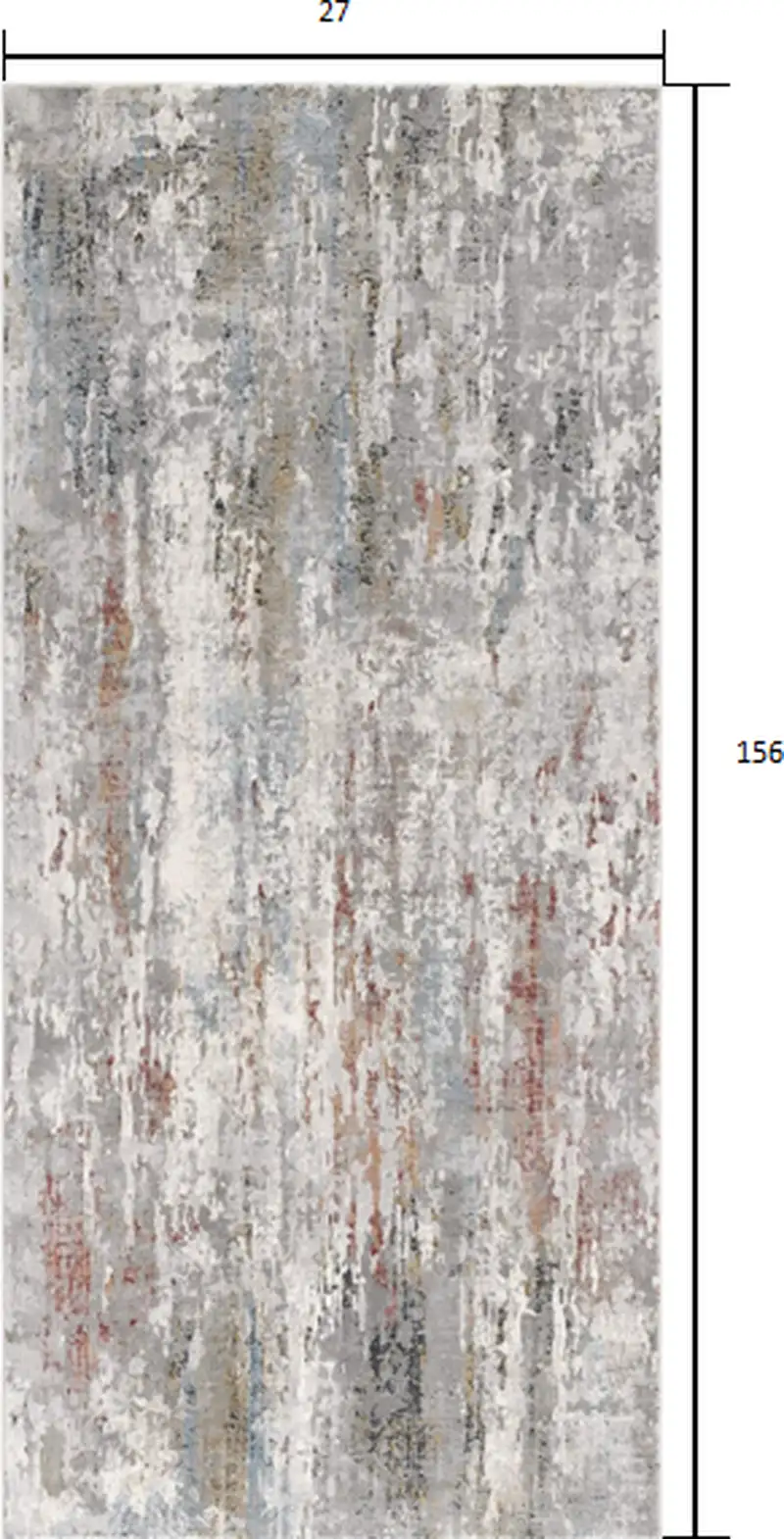 Gray Abstract Pattern Runner Rug - 13' Runner - Gray, Ivory - Runner ...