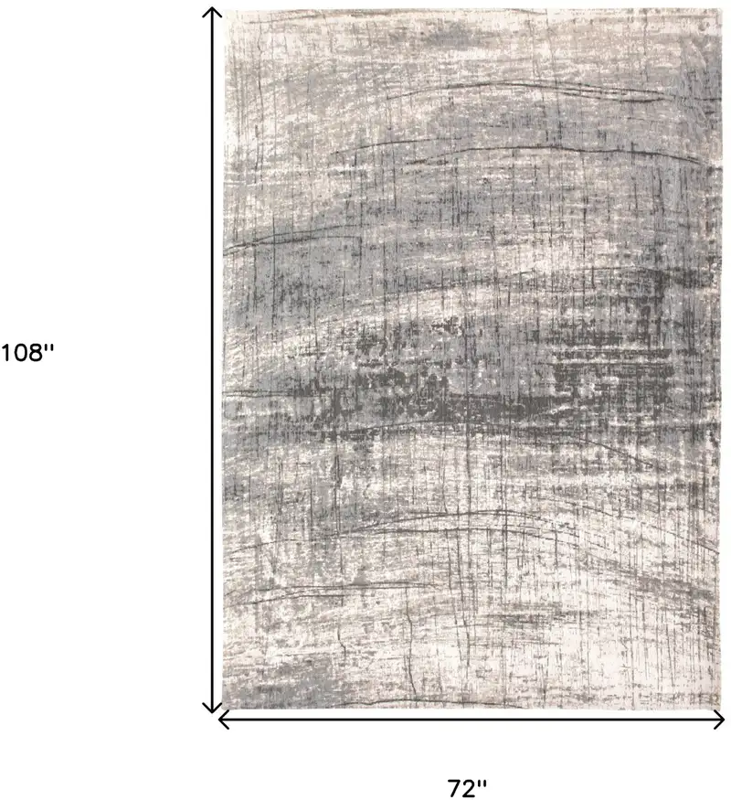 Gray and White Abstract Non Skid Area Rug - 7' X 9' | RayneCraft.com