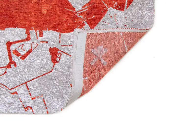 Red and White Abstract Non Skid Area Rug - 5' X 7' | RayneCraft.com