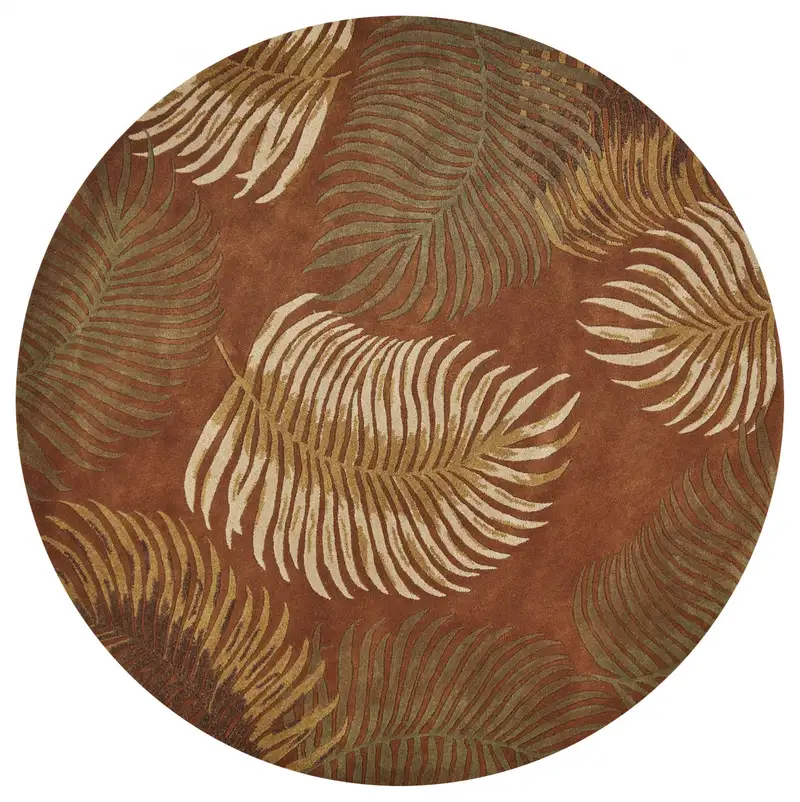 Round Wool Rust Area Rug - 8' Round - Rust, Orange, Green | RayneCraft.com
